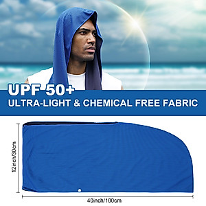 Sukeen Cooling Hoodie Towel for Men, Cooling Towels for Neck and Face UV protection, Quick Drying Absorbent Sport Workout Camping Cycling Cooling Towel, Cooling Neck Wraps(2 Pack Black Royal Blue)