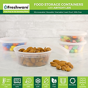 Freshware Food Storage Containers [240 Set] 8 oz Plastic Deli Containers with Lids, Slime, Soup, Meal Prep Containers | BPA Free | Stackable | Leakproof | Microwave/Dishwasher/Freezer Safe