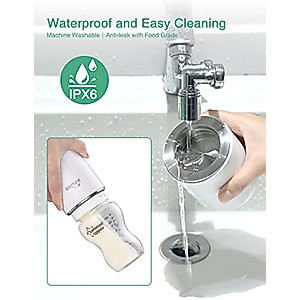 Portable Bottle Warmer, Fast Heating Travel Bottle Warmer, 13200mAh Baby Bottle Warmer On The Go for Breastmilk and Formula with 5 Adapters, 4 Temperature,Leak-Proof, Cordless, Battery Powered