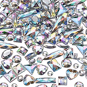 500 Pieces Sewing Gems Acrylic Sewing Crystal Mixed Shapes Sew On Rhinestones with 2 Holes for Clothes Sewing Beads Decorations (Crystal AB)