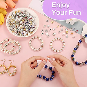 shynek 300 Pieces Rondelle Spacer Beads for Jewelry Making, 10mm Rhinestone Spacer Beads for Beaded Pens, Crystal Bead Spacers for Jewelry Making, Bracelets (10 colors)