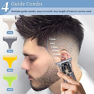 MOTLATA Hair Clippers for Men Zero Gapped Trimmer Professional T Blade Trimmer Cordless Hair Cutting Pro Li Outline Trimmer Detail Haircut Rechargeable Gold