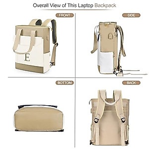 Personalized Initial Laptop Tote Bag Women-15.6" Backpack Purse with USB Port, 2023 Christmas Gift/Birthday Gifts for Women/Teen Girls/Coworker/Colleage, Waterproof Teacher Work Bag-Letter M