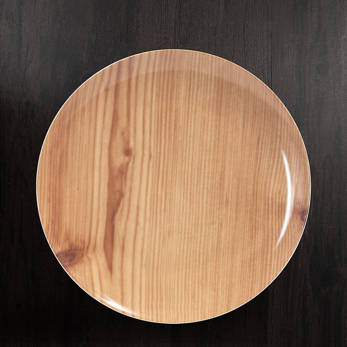 Wooden Pattern Porcelain Dinnerware Sets for 6, Ceramic Plates and Bowls, HF hoften Kitchen Dinnerware Set, 18pc Porcelain Dinnerware Set, Dishwasher, Microwave Safe