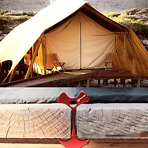 TRIWONDER Fish Bone Nails with Carabiner Clips, Deck Plank Road Camping Rope Buckle Tent Windproof Rope Fishbone Stakes Cord Hook Aluminum Anchor Buckle (Black Nails + Carabiners - 6Pcs)