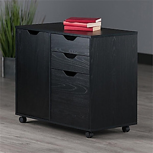 Winsome Halifax Storage Mobile Cabinets, 1 Large Door, 3 Drawers, for Home Office, Black