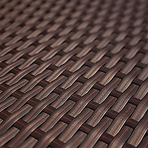 NICESOUL® Luxury High Back Extra Large Size PE Wicker Patio Furniture Sectionals 6 Pcs Outdoor Couch Sets with Fire Pit Table CSA Approved Espresso