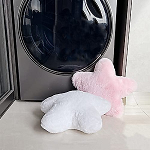 YRXRUS Star Pillows, White Star Shaped Pillow, Throw Pillow Gifts, Cute Christmas Room Decor, Fluffy Faux Rabbit Fur Pillow, 15x15 Inches Ultra Soft Pillow