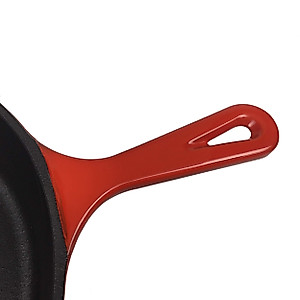10.25-Inch Enameled Cast Iron Skillet Frying Pan, 1 Silicone Hot Handle Holder and 1 Silicone Potholder for The Assist Handle