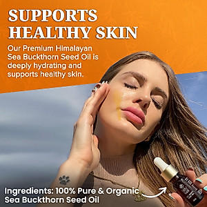 Sibu Premium Himalayan Sea Buckthorn Seed Oil, USDA Organic (10ml) – Amazing for Sensitive Skin, Breakouts, & Irritation