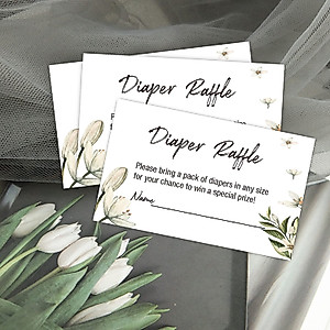 FARHTINANFX 50 Greenery Diaper Raffle Tickets for Girl or Boy Baby Shower Invitations, Baby Shower Games, with Name Line 3.5" x 2"