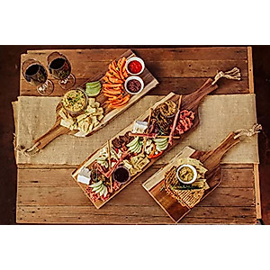 TOSCANA - a Picnic Time Brand - Artisan 24" Acacia Charcuterie Board with Raw Wood Edge, Cheese Board, Serving Platter, (Acacia Wood)