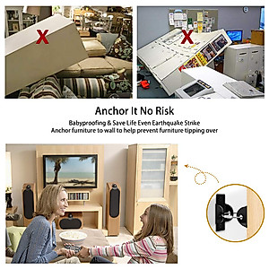 Furniture Anchors Upgraded Furniture Straps for Baby Proofing, Furniture Wall Anchors Metal Secure 400 Pound Falling Furniture Prevention Straps Child Pet Safety Straps Earthquake Resistant (6pack)