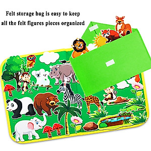 Craftstory Zoo Animals Travel Felt-Board Story Set for Toddlers, 32 Pieces Flannel Board Stories for Preschool Learning Toys Educational Storytelling Activity Board Gifts for Ages 3+