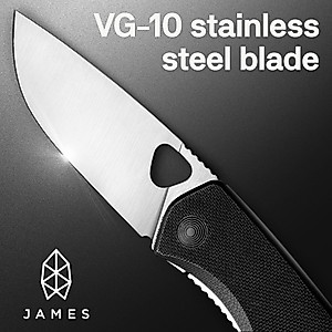 JAMES° The Folsom Folding Pocket Knife Built for EDC, Black 2.75" Stainless Steel Blade, Liner-Lock, and Ambidextrous Design, OD Green Grip