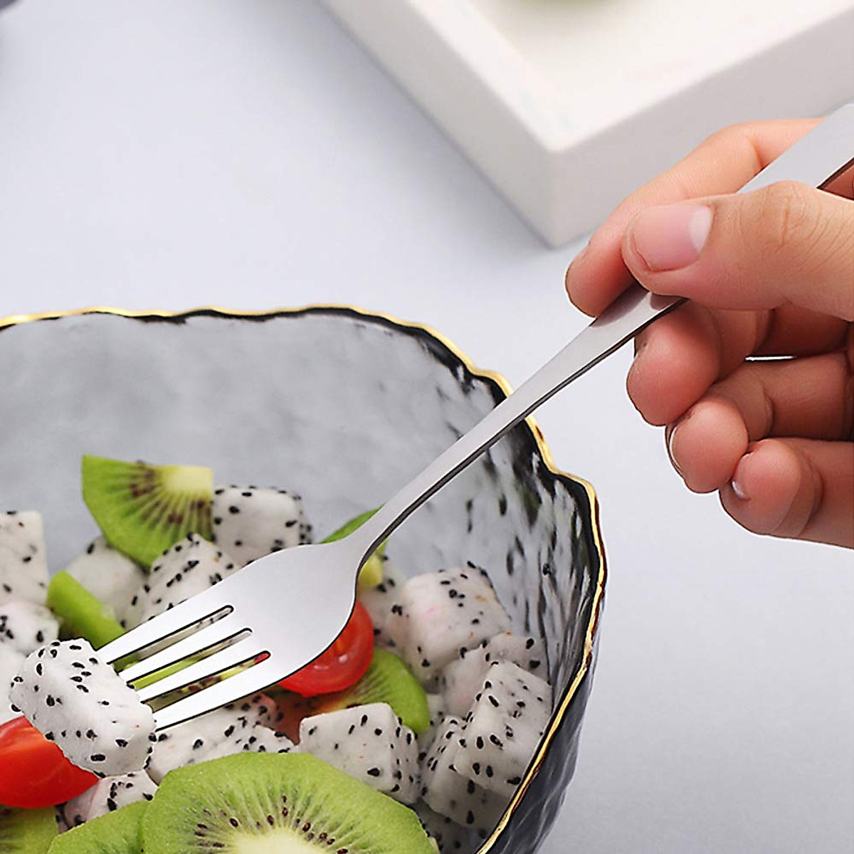 IQCWOOD Spoons and Forks Set, Flatware Set, 3 Pair Forks and Spoons Silverware Korean Utensil Set, Stainless Steel Korean Chopsticks Spoons and Fork Set, Dinnerware Portable Utensils for Home