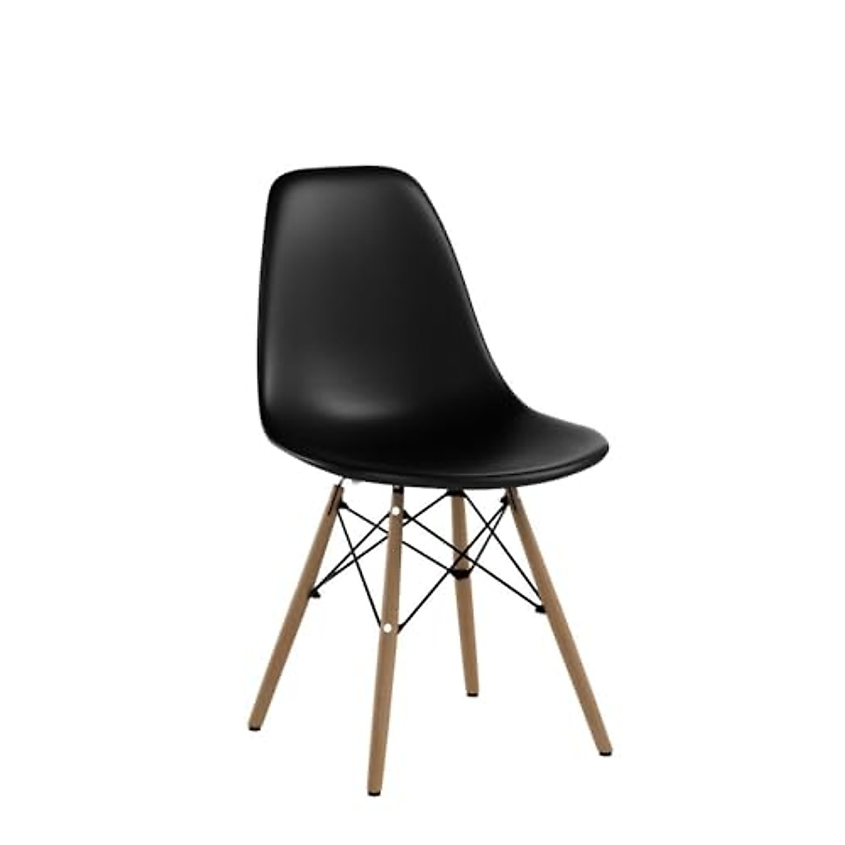 Giantex Dining Chairs Set of 2 Black, Pre Assembled Mid Century Modern Dining Chairs with Wood Legs, Armless Kitchen Chairs, Plastic Dining Side Chair for Dining Room, Kitchen, Living Room