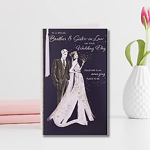 Clintons: Figurative Couple Brother & Sister In Law Wedding Card 11x15cm