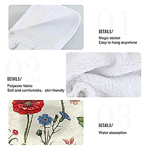 2pcs Spring Flowers Dragonfly Hanging Kitchen Towel Summer Botanical Leaves Floral Hand Towels Soft Coral Velvet Loop Dish Towel for Bathroom Washcloth Absorbent Tie Towel