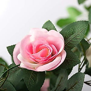 Yebazy 4PCS(30FT) Fake Rose Vine Garland Plants for Hotel Home Party Garden Craft Art Decor……