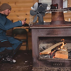 Heat Powered Wood Stove Fan 5 Blade Aluminum Alloy Fireplace Fan Low Noise Strong Heat Dissipation Eco Fan for Home Fireplace