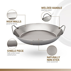 Matfer Bourgeat Black Carbon Steel Paella Pan, 15 3/4"
