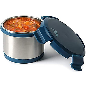 Arctic Zone Leak Proof Thermal Vacuum Insulated Food Jar Container with Safe & Easy 4 Lock Lid for Hot and Cold Food, 16oz Capacity - Blue