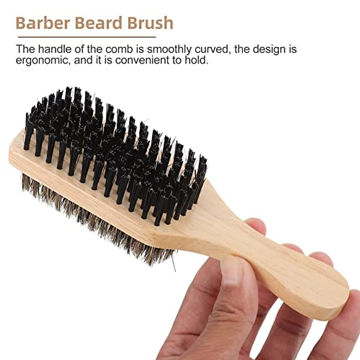 DOITOOL Men Set 1 Set Men Beard Brush Bristles Mustache Brush Grooming Comb Facial Hair Grooming Tools with Wood Handle for Growth Styling Shine Softness Size S Stocking Stuffer Gifts