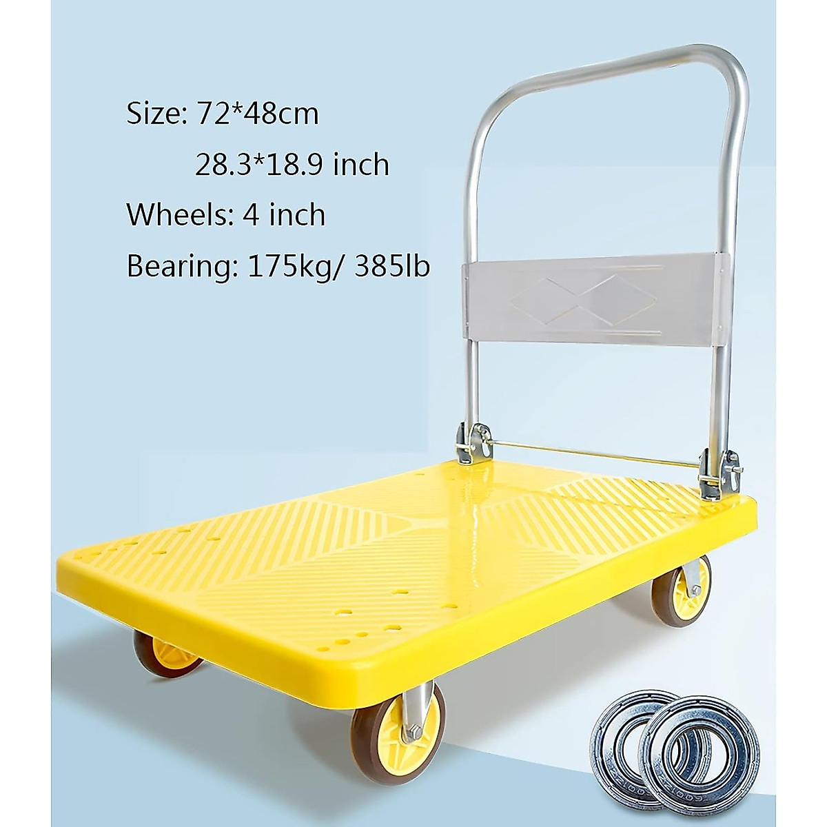 Platform Truck Portable Platform Truck Metal Handle Folding Push Cart 360 °Swivel Wheels Flat Handtruck Load 385lb /660lb Moving Dolly Cart Reliable