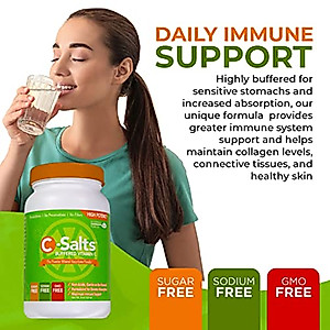 C-Salts Buffered Vitamin C Powder 4000mg, High Dose Vitamin C Supplement Drink, No Sodium, Ascorbate Megadose For Sensitive Stomachs, Corn Free Non-GMO Vegan Antioxidant Immune Energy Support 8oz