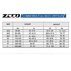 2.5mm Neoprene Kids full Wetsuit, One Piece Swimsuit for boys and girls, Children Diving Suit with Back Zip for Swimming, Diving, Snorkeling and Other Water Sports