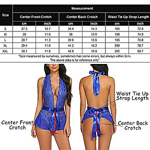 Avidlove Plus Size Lingerie for Women Halter Lace Bodysuit Deep V Teddy Sexy Babydoll Sleepwear Blue 3XL