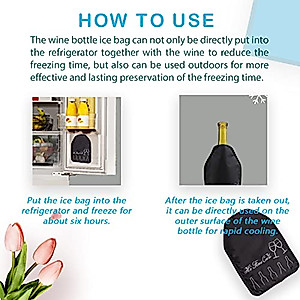 Wine Cooler Sleeve with Protector Instant Cooling and Keeps Your Drink Cold Keep Cool and Chill Champagne Wine (Black)