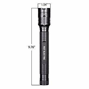 Feit Electric LED Tactical Flashlight - Aluminum Alloy - Zoomable Strike Bezel; Illuminate up to 1,000 feet - Adjustable Brightness 600 to 1700 Lumen | Requires 4-C Batteries