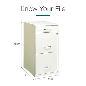 Hirsh Industries Space Solutions Metal 3 Drawer File Cabinet with Pencil Drawer Pearl White