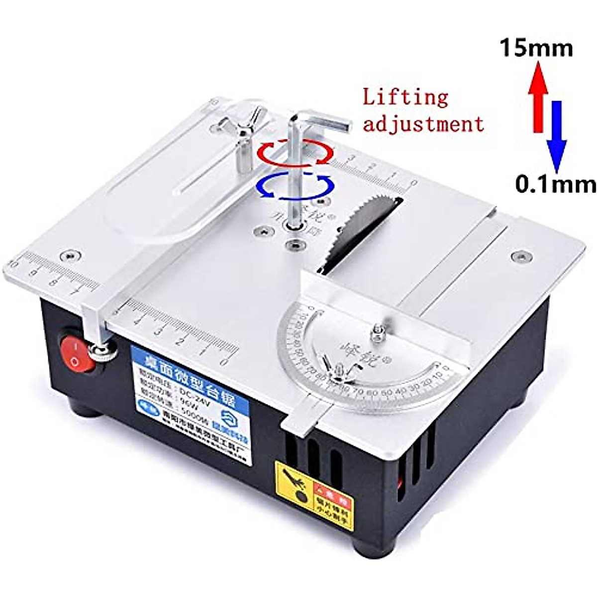 TOPCHANCES Mini Hobby Table Saw, Upgrade Table Saws Woodworking Desktop DIY Acrylic PCB Desktop Crafts Cutting Machine with Power Supply 63mm HSS Circular Saw Blade