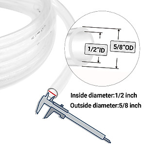 Geowaky Clear Vinyl Tubing 1/2" ID × 5/8" OD -10 Ft 60PSI,Flexible Plastic Tubing,BPA Free Non-Toxic, Multipurpose Hybrid Clear Reinforced Tubing with 2 Screw Clamps
