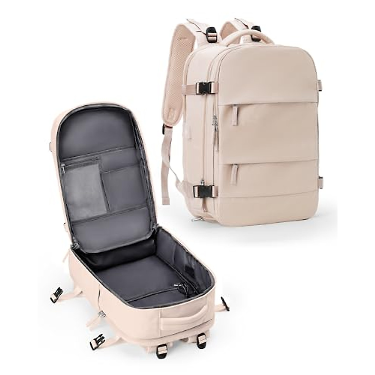 UPPACK Travel Backpack For Women Men Carry On Backpack Flight Approved Gym Bag With Shoe Compartment Hiking Waterproof Laptop Backpack College Essentials Beige…