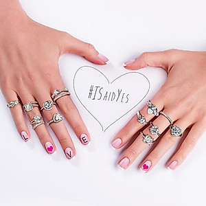 Bling Jewelry Antique Style CZ Asscher Engagement Ring Wedding Set - Size 9