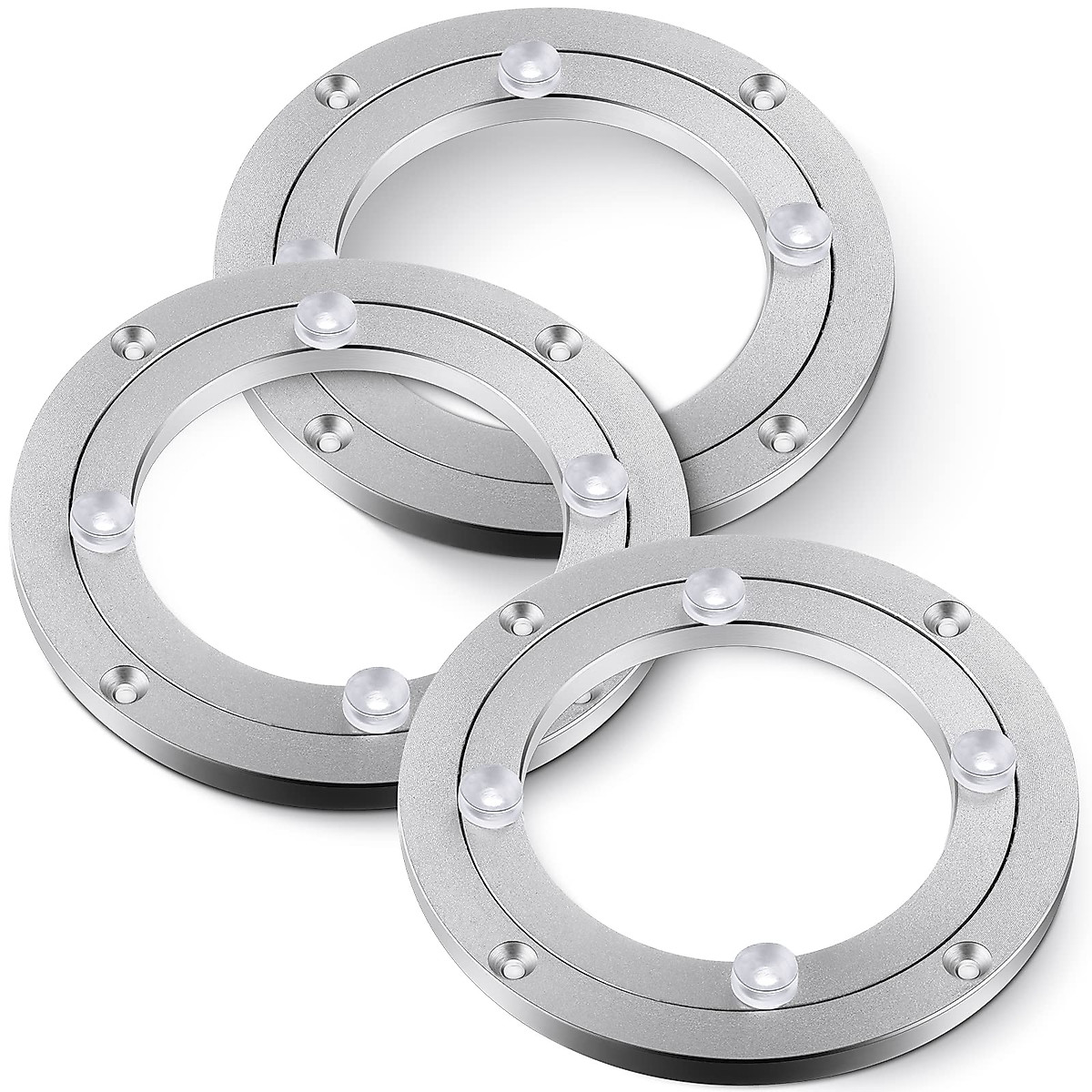 Hicarer 3 Pack 5.5 Inch Lazy Susan Bearing Hardware Turntable Heavy Duty Aluminum Small Lazy Susan Rotating Turntable Kitchen Base Turn Rotary Bearing Swivel Plate for Heavy Loads