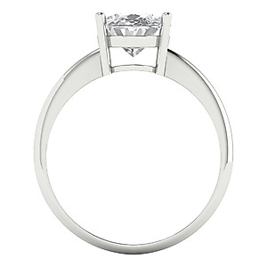 Clara Pucci 2.5ct Oval Cut Solitaire Genuine Moissanite Wedding Bridal Designer Anniversary Engagement Ring in 14k White Gold for Women