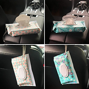 Venhoo Wet Wipe Pouch 4-Pack Reusable Refillable Clutch Baby Wipes Dispenser Holder Case-Keep Wet Wipes Moist- Eco Friendly Wipes Carrying Case for Travel-Pouch Carries 60 Wipes-Upgrade Version