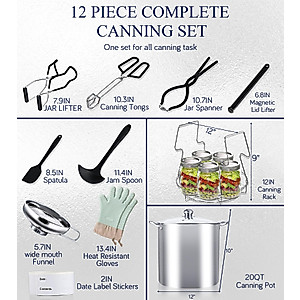 Canning Pot-Canning supplies starter kit, Stainless Steel Canning Tool Kit，Water bath canner with rack for canning.