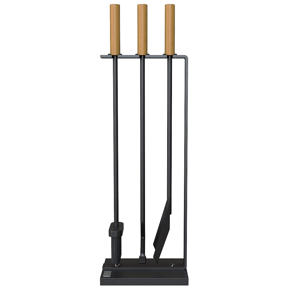 TheRackCo. - Fireplace Tools Set with Metal Base and Wood Handle, Broom, Shovel and Poker