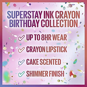 MAYBELLINE New York Super Stay Ink Crayon Matte Longwear Lipstick Makeup, Long Lasting Matte Lipstick with Built-In Sharpener, Limited Edition Birthday Collection, Piece of Cake, 0.04 oz
