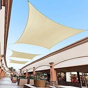 Royal Shade 12' x 16' Beige Rectangle Sun Shade Sail Canopy Outdoor Patio Fabric Shelter Cloth Screen Awning - 95% UV Protection, 200 GSM, Heavy Duty, 5 Years Warranty, We Make Custom Size