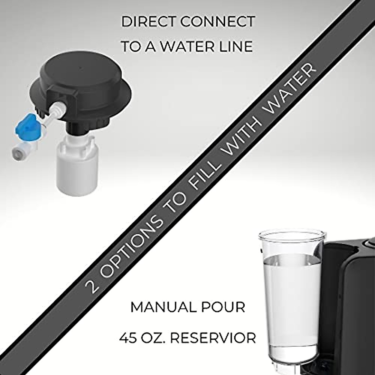 JAVAPod K-Cup Coffee Maker and Single Serve Brewer Coffee Machine, Includes Pod Capsule with Integrated Mesh Strainer, Refillable or in-Line Water for Home Kitchen or Commercial Use (2 Tone-Black & White)