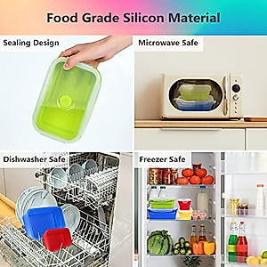 XSUPER Set of 4 Collapsible Silicone Food Storage Container, Foldable Meal Prep Lunch Box Containers for Food with BPA Free Airtight Lids, Bento Lunch Boxes, Microwave, Dishwasher & Freezer Safe