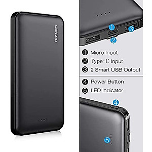 Lekzai 2-Pack 10,000mAh Portable Charger with USB-C (Input Only), Dual USB Output Power Bank Slim Battery Pack Compatible with iPhone Samsung Galaxy and More