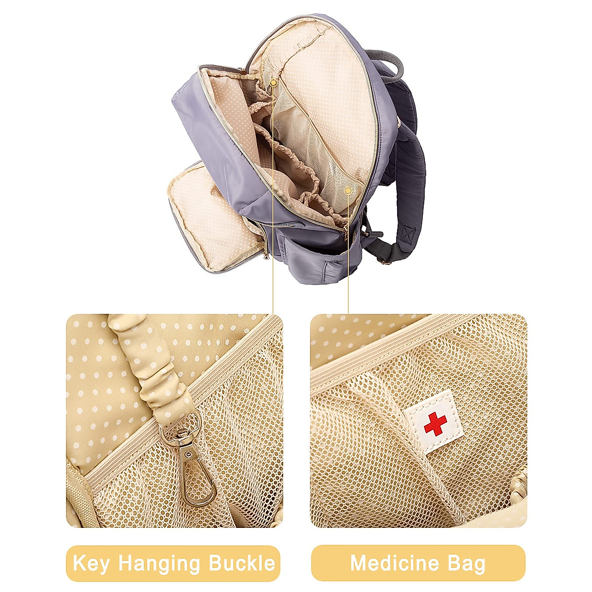 ZWFLAU Diaper Bag Backpack, Diaper Bags,Diaper Bag Tote for Mom Dad,Multifunction Waterproof Travel Diaper Back Pack for Daily Camping Picnic (Grey)